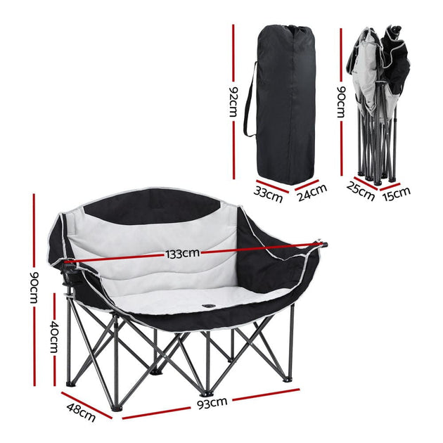 Double Folding Moon Chair – Portable 2-Seater Camping Chair (240KG Cap ...