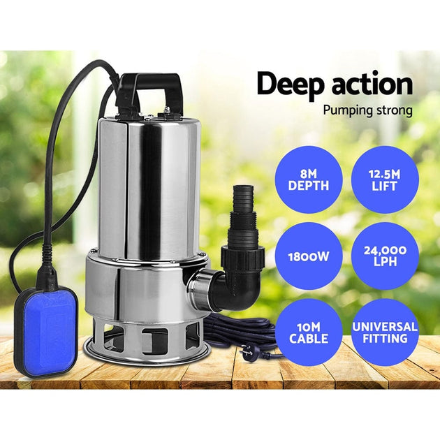 1800W Stainless Steel Submersible Water Pump – Dirty & Clean Water ...