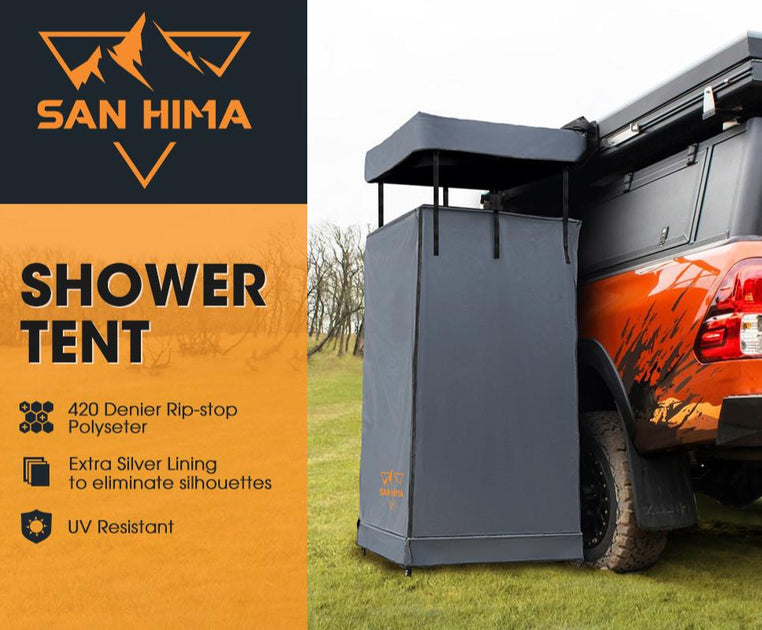 San Hima Shower Tent Awning Fold-Out Instant Ensuite Built-in LED ...
