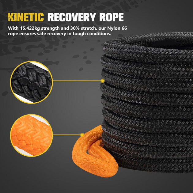Bunker Indust 4x4 Recovery Kit Kinetic Rope Soft Shackles Winch Dampen ...