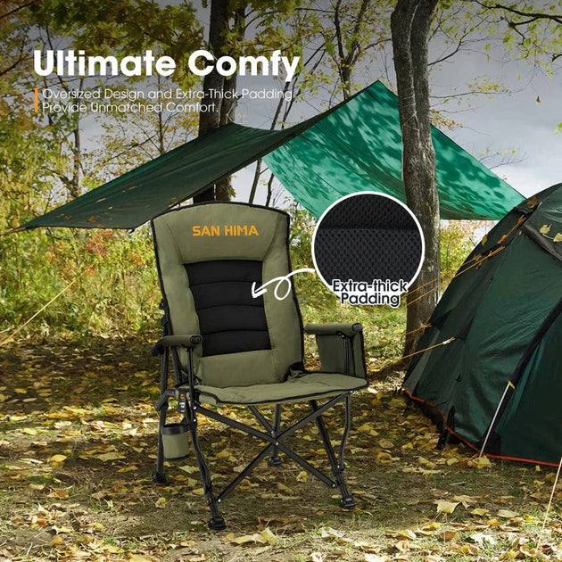 San Hima Folding Camping Chair Outdoor Portable Thick Padding Recliner ...