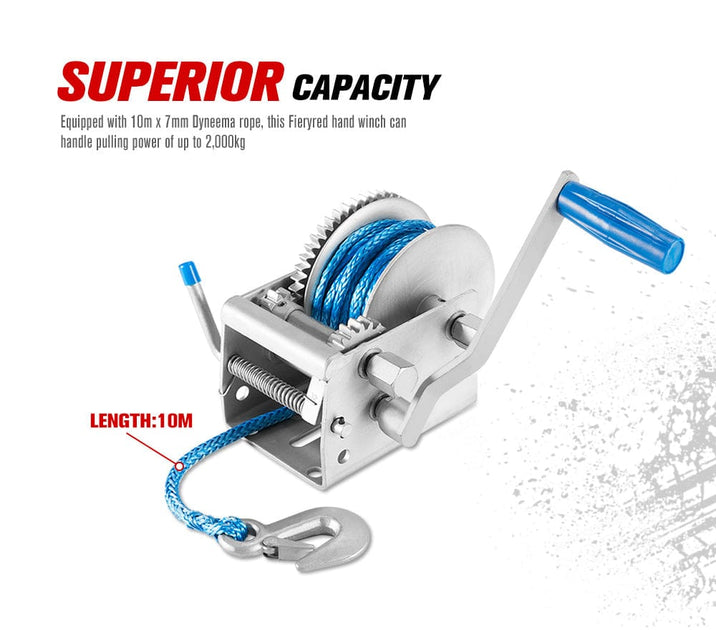 Hand Winch 2000KG/4410LBS 3 Speed Dyneema Synthetic Rope 10M ...