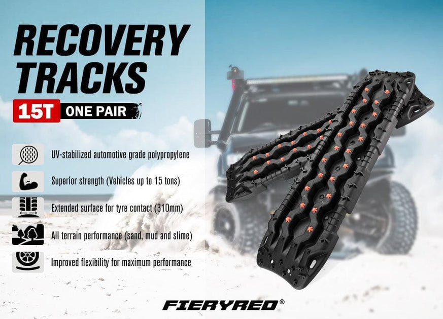 FIERYRED Pair 15T Recovery Tracks Black – AussieOutbackStore