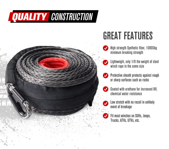 10MM x 30M Synthetic Winch Rope Dyneema SK75 Tow Recovery Cable ...